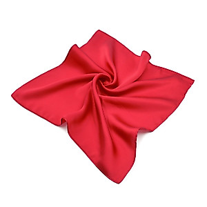 Premium 100% Pure Mulberry Silk Solid Pocket Square Handkerchief Scarf 13.5", Red
