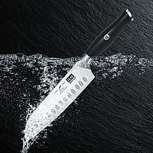 SHAN ZU Santoku Knife, Kitchen Knife 7 inch Japanese Chef Knife, High Carbon German Stainless Steel Chopping Knife with ABS Ergonomic Handle, Cooking Gifts