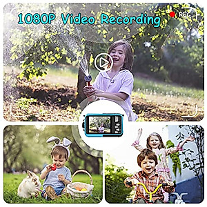Digital Camera with 32GB Card Point and Shoot Waterproof Camera 10FT 30MP 1080P FHD Video Compact Portable 16X Zoom Waterproof Digital Camera for Kids（Blue）