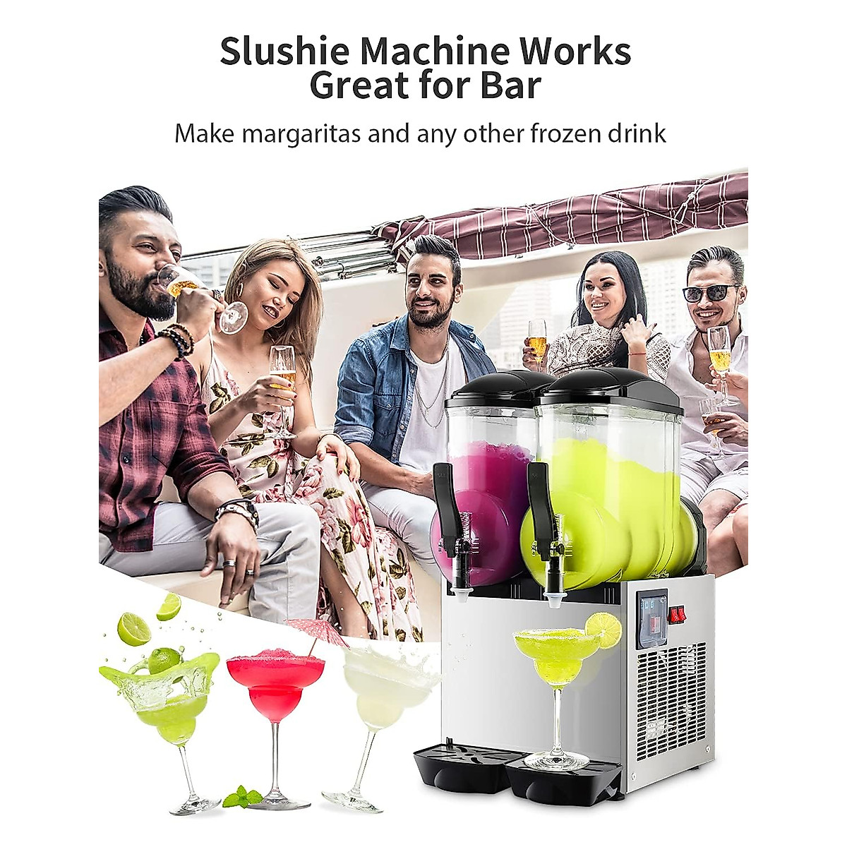 Commercial Slushie Machine, 30L 8Gal Frozen Drink Maker Machine, 1050W Stainless Steel Margarita Smoothie Slushy Machine for Home Party Restaurant Bar Beer Barn