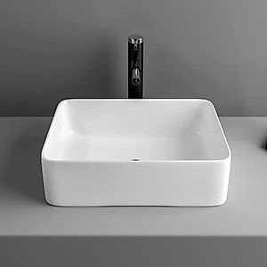 Vessel Sink Rectangular - Lofeyo 19"x15" Vessel Sink White Ceramic Bathroom Sink Above Counter Rectangle Vanity Sink Basin