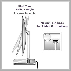 Conair Reflections LED Lighted Social Media Makeup Mirror, 1x/10x Magnification Spot Mirror, with Phone Holder, Polished Chrome finish