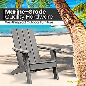 SereneLifeHome Wooden Folding Adirondack Chair, Outdoor Patio Lounge Chairs for Fire Pit, Yard, Garden, Beach, and Backyard- Weather Resistant 300 Lb. Weight Capacity