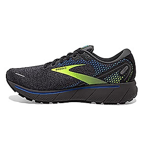 Brooks Ghost 14 Sneakers for Men Offers Soft Fabric Lining, Plush Tongue and Collar, and L Lace-Up Closure Shoes Black/Blue/Nightlife 13 D - Medium