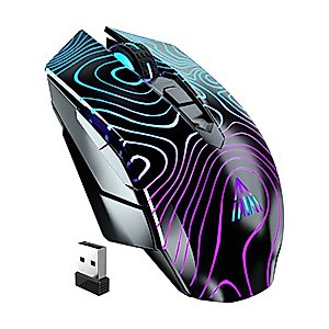 SOLAKAKA SM10 RGB Wireless Gaming Mouse with Tri-Modes (BT5.0+BT5.0+2.4GHZ),Rechargeable Wireless Mouse for Laptop/PC/Windows/Mac,Black