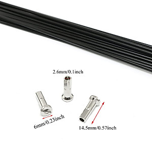 Pro Bamboo Kitchen 12pcs Stainless Steel Spokes 290mm Mountain Bike/Road Bike 14G Spokes Black with 12mm Nipples