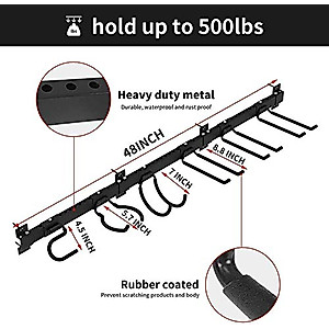 Homydom Wood Organizer and Lumber Storage Metal Rack & Garage Storage System Utility Organizer Wall Amount with Hooks