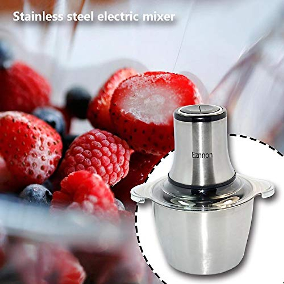 Eznnon Home electric Small Blender Cooking machine Meat grinder Can handle velvet Stainless steel mixer 3.0L large capacity 800W power (Silver)