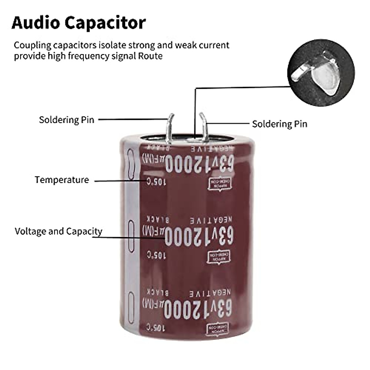 2pcs 12000uf 63V HiFi Electrolytic Capacitors Audio Capacitor Electronic Component for Circuit Control