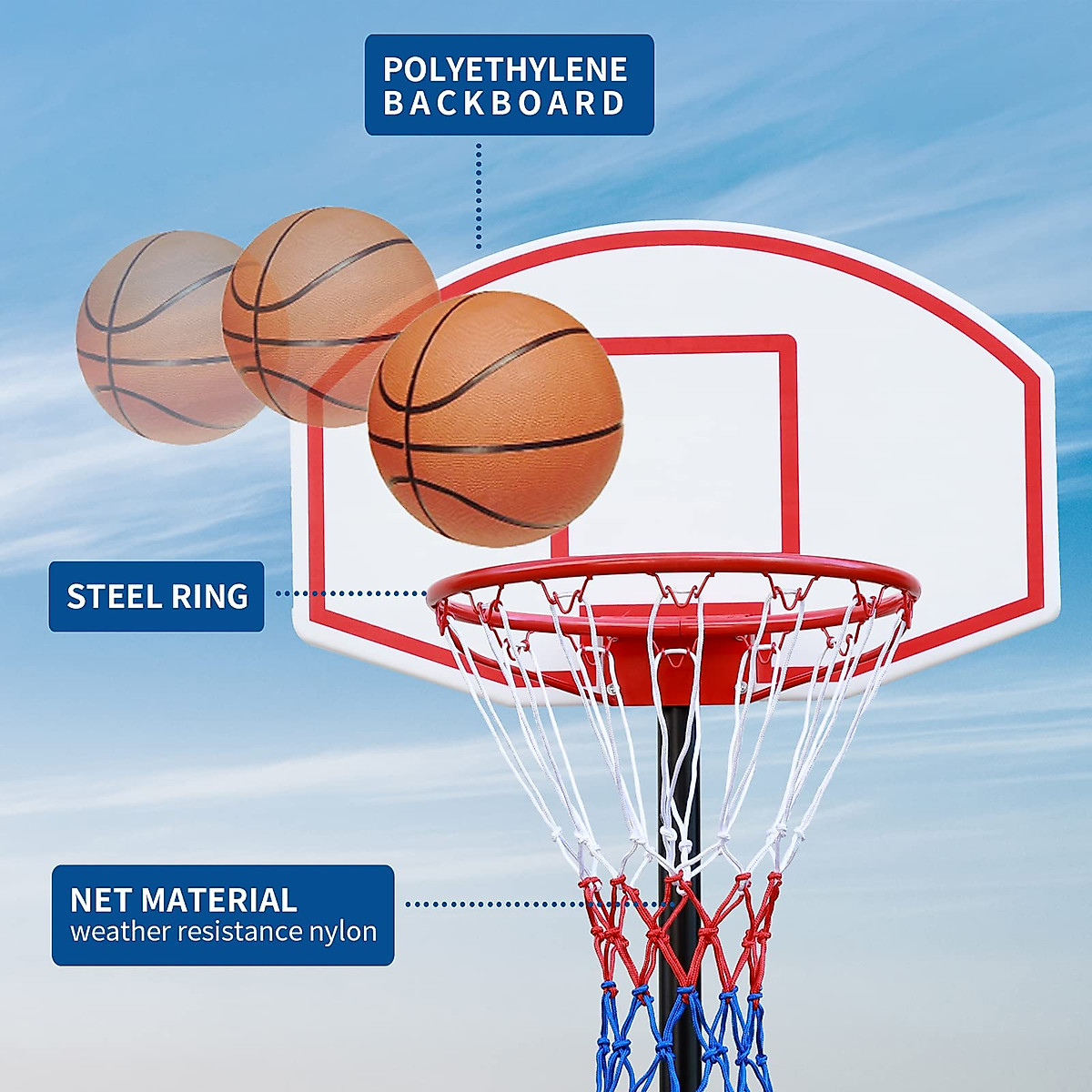 Kids Adjustable Basketball Hoop Outdoor 7ft Portable Basketball Hoop Goals System in Backyard Gym Family Easy to Move Indoor or Outdoor