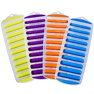 Ozera 4 Pack Ice Cube Trays, Narrow Water Bottle Ice Cube Tray Stick, Silicone Ice Trays for Freezer with Easy Push and Pop Out Material, Ideal for Sports and Water Bottles