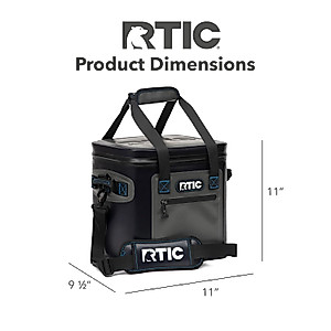 RTIC Soft Cooler 12 Can, Insulated Bag Portable Ice Chest Box for Lunch, Beach, Drink, Beverage, Travel, Camping, Picnic, Car, Trips, Floating Cooler Leak-Proof with Zipper, Blue/Grey