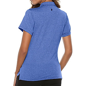 TBMPOY Women's Golf Polo T Shirts Lightweight Moisture Wicking Short Sleeve Shirt Quick Dry 4-Button Dark Blue M