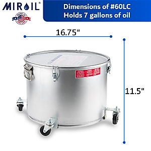 MirOil Oil Filter Pot Combo Set, Grease Bucket Oil Storage Pot, Safety Lid, Holds up to 55lbs Oil, Low Profile with Castor Mobility Base, Includes a B6PS Reusable Filter Bag