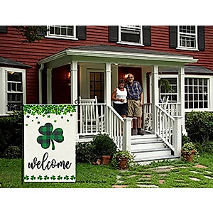 Welcome St Patricks Day Garden Flag 12.5x18 Inch Double Sided, Spring Holiday Farmhouse Yard Outdoor Decor
