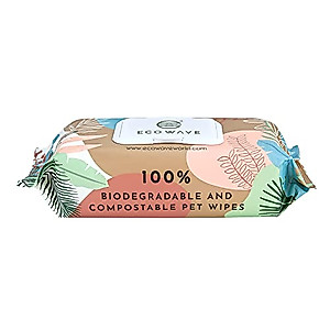 Eco Wave Pet Wipes, 100% Biodegradable & Compostable Dog & Cat Cleansing Wipes
