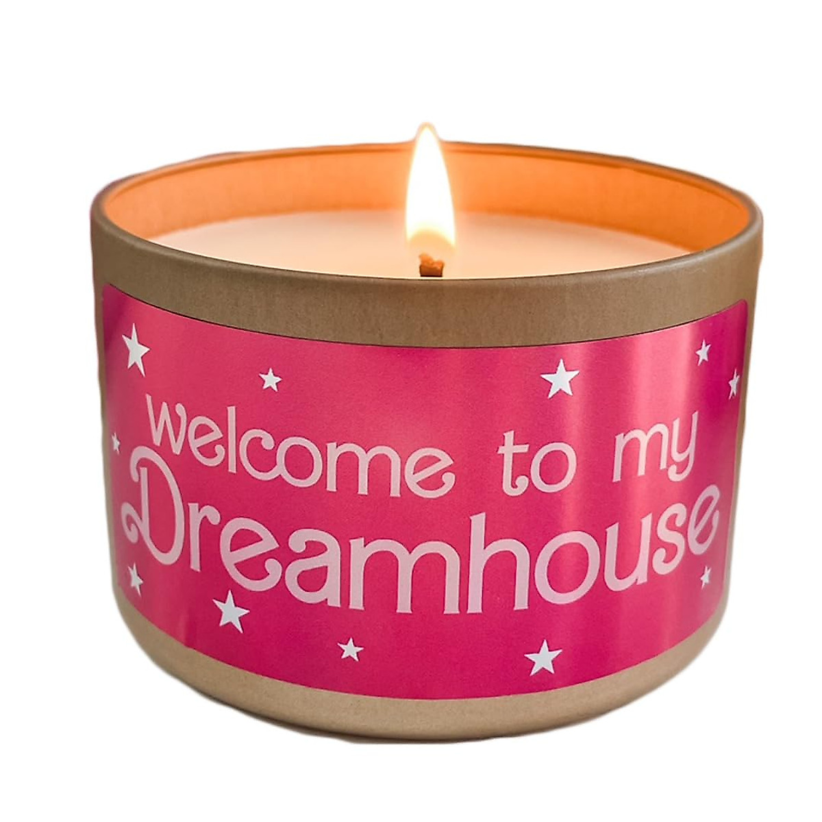Moonlight Makers, Welcome To My Dreamhouse, Vanilla Breeze Scented Handmade Candle, Natural Soy Wax Candle, 25+ Hour Burn Time, 8oz Tin