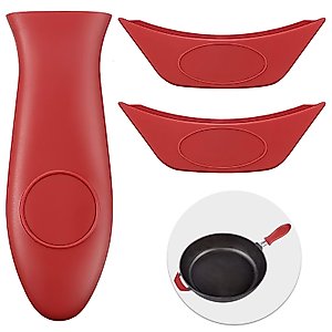 Silicone Hot Handle Holder, 3 Pack Pot Holders Cover Rubber Hot Resistant Non Slip Pot Holder Sleeves for Cast Iron Skillets Metal Frying Pans Aluminum Cookware Handles (Color 2)