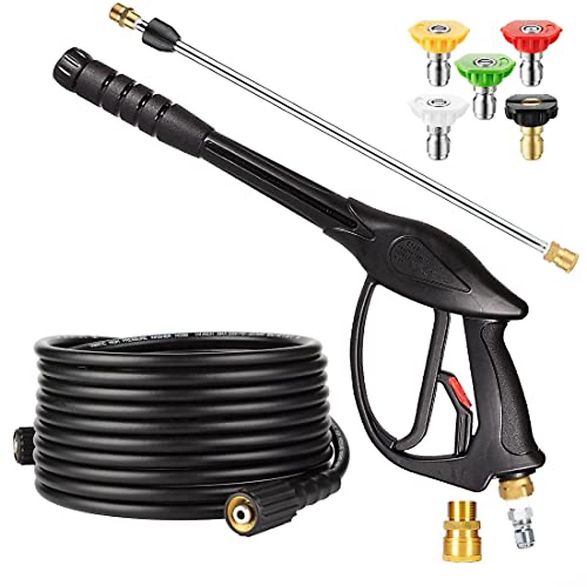 YAMATIC Pressure Washer Gun and Hose with Easy Pull Trigger, 3700 PSI Power Washer Gun Replacement for B&S, Honda, Excell, Simpson, Craftsman, Troy Bilt, Ryobi, Greenworks