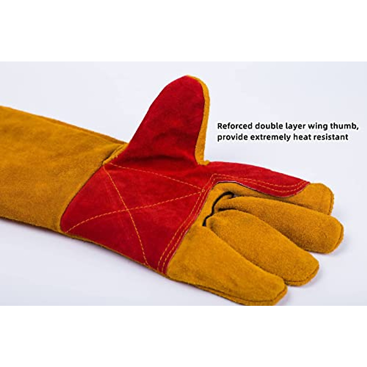 23.6 Inch Long Sleeves Leather Welding Gloves Leather welding gloves, heat-resistant and wear-resistant welding gloves and hand protectors, fire-resistant boot protectors,tools and gifts for men dad