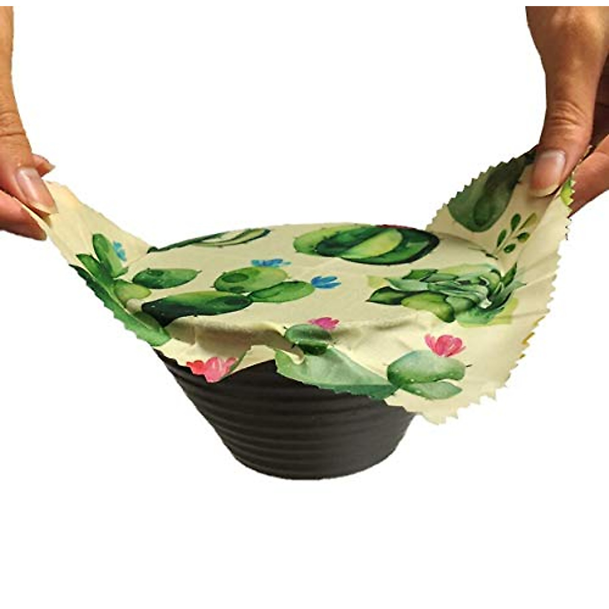 VOVOLO (Cactus Print 3 Pack S/M/LReusable Beeswax Food Wraps Eco Friendly Wrappers Sustainable Plastic Free Food Storage Washable Bowl Covers Sandwich Wrappers