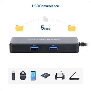 Cable Matters [Works with Chromebook Certified] 4K@60Hz USB C Hub HDMI, USB-C Multiport Adapter with HDMI, 2X USB 3.0, Gigabit Ethernet, and 86W PD