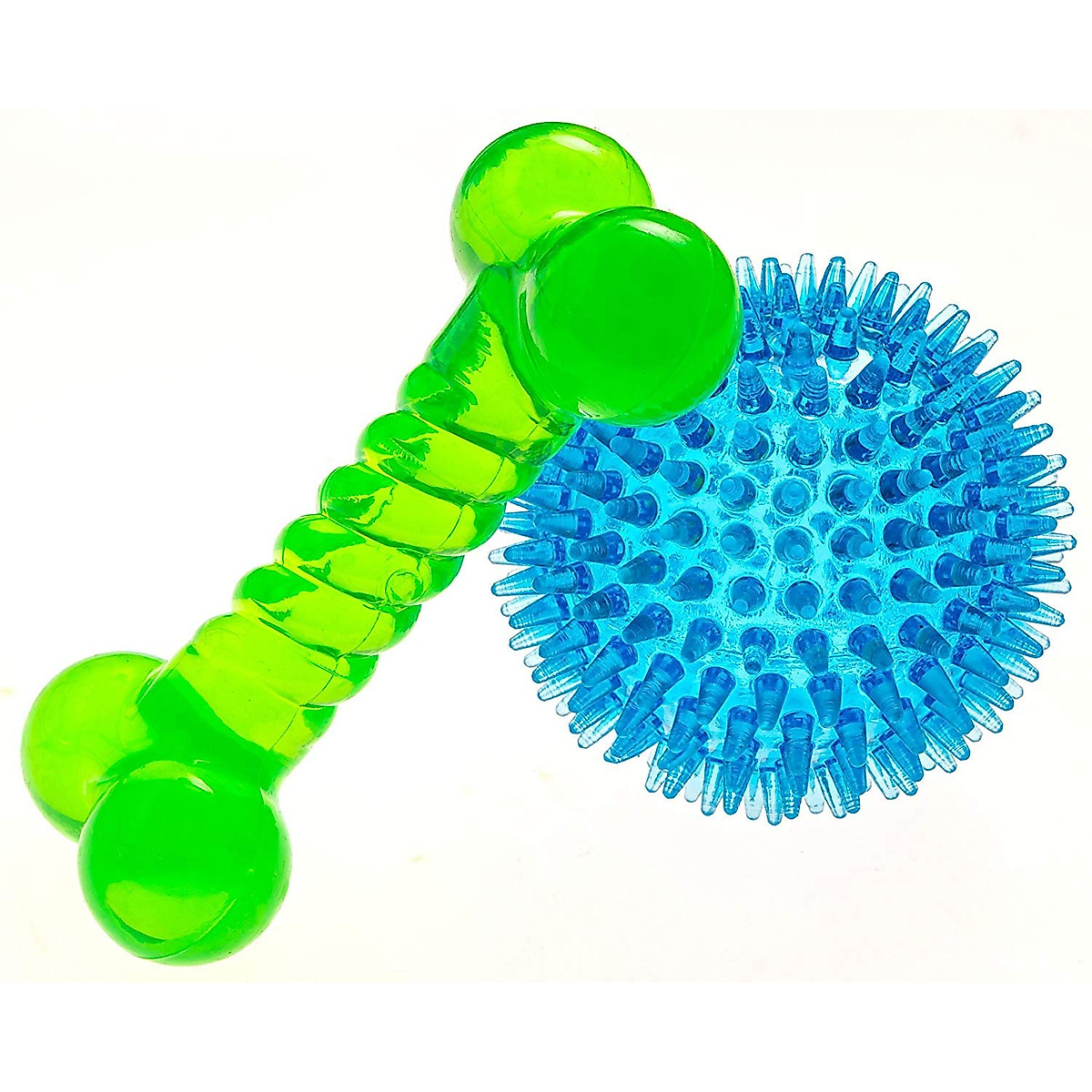 Knivel Spiky Ball and Bone for Small Dogs - Puppy Teething Toys Bone Dog Toy Set for Smart Newborn Pet - Doggy Interactive Chew Mini Dental
