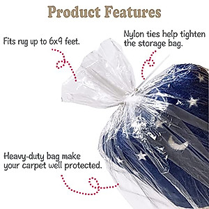 Giant Storage Bag for Carpet, Strong Plastic Bag with Zip Tie for Moving and Packing, Heavy Duty Clear Reusable Bag for Rug Storage, Furniture Covering. Fit 6x9 Feet