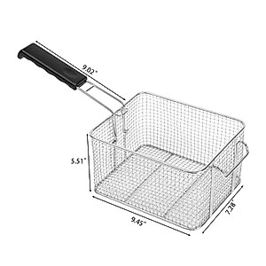 ROVSUN 12.5QT Electric Deep Fryer w/Frying Basket, Timer, Drain, & Lid, Stainless Steel Commercial Countertop Single Tank Oil Fryer, Adjustable Temperature, for French Fries Onion Rings, 1700W