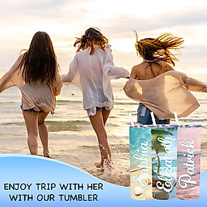 Personalized Girls Trip Gifts for Women - Custom Beach Vacation Tumbler with Lid and Straw, Girls Trip Weekend Cups with Name, 2025 Girl Trips Tumbler, Family Trip Gift, Bachelorette Trip Vacation Cup