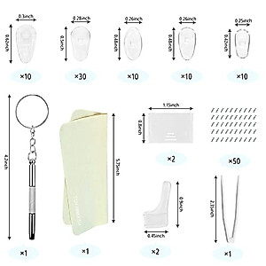 TOKIMMASH Eyeglass Nose Pad Repair Kit with Screws, Eyeglass Nose Pad Replacement Multi-Function Screwdriver, Eyeglass Nose Frame Repair Tool and Cleaning Cloth Set