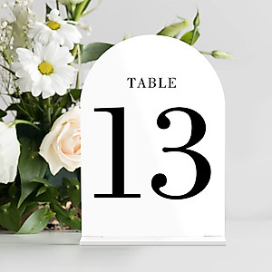 YourGala White Arch Wedding Table Numbers with Double Sided Lettering 1-20, Acrylic Signs with Stands, Perfect for Weddings, Events, Parties, Ceremonies