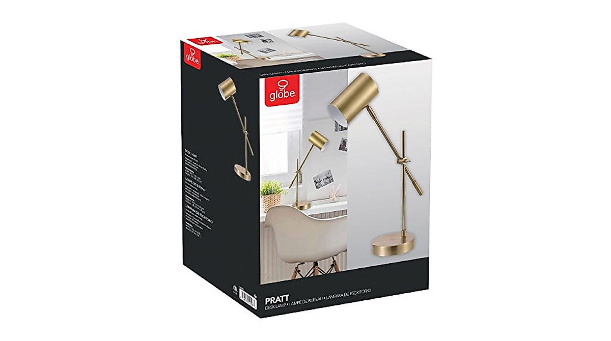 Globe Electric Pratt 20" Desk Lamp - Modern Matte Brass Style