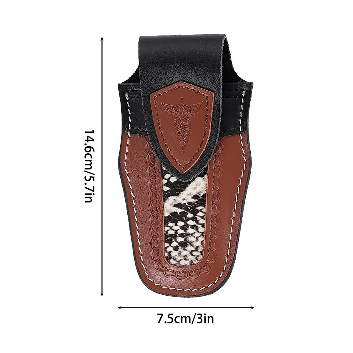 Pocket Knife Sheath, Folding Knife Cover Carved Leather Utility Knife Holster with Belt Clip for Camping Hunting Jungle