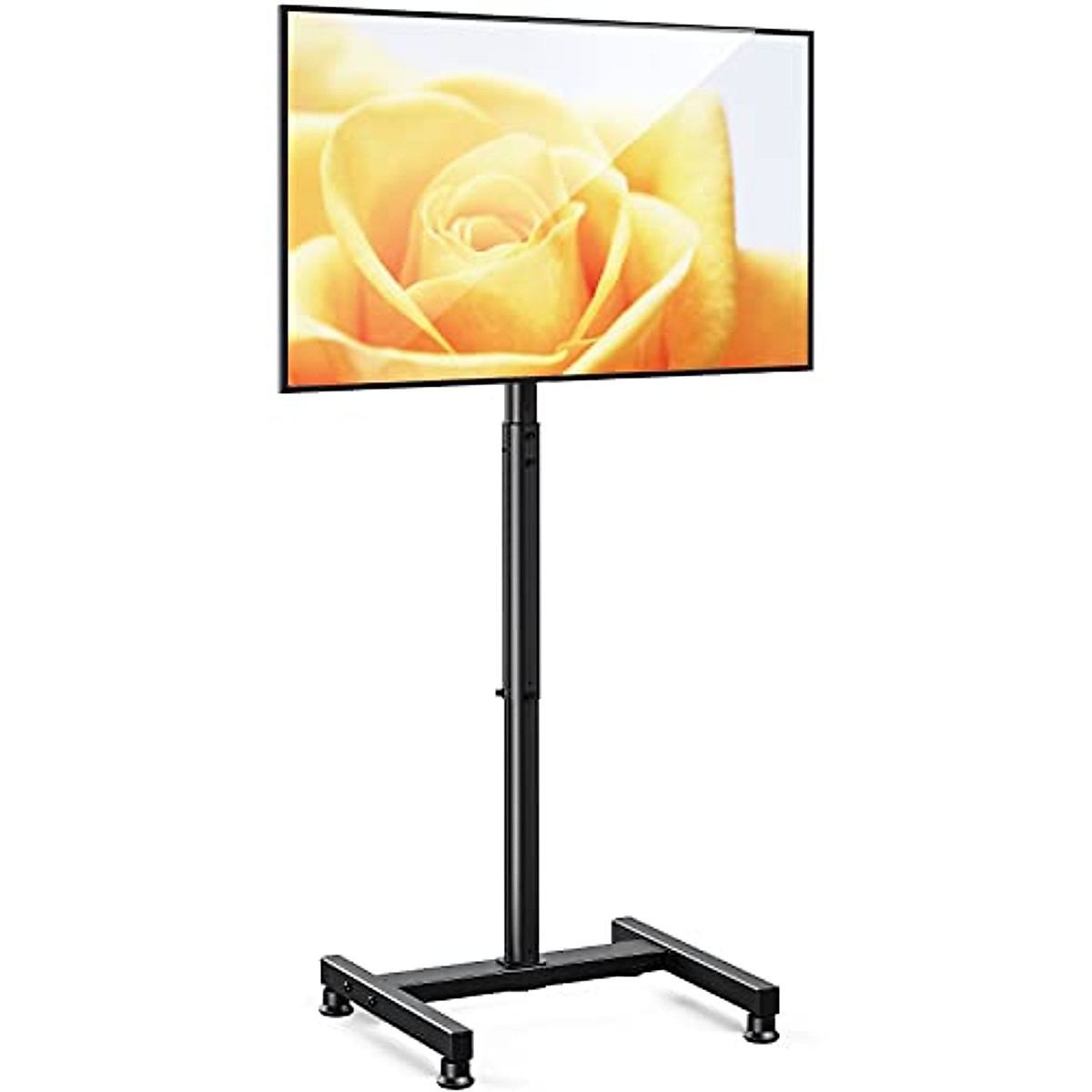 AM alphamount Floor TV Stand for 13-50 inch Flat & Curved TVs up to 44 lbs, Height Adjustable Monitor Floor Stand with Max VESA 200x200, Portable TV Mount Stand for Living Room, Bedroom, APFS01
