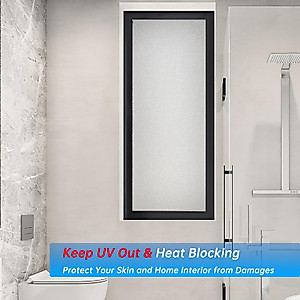 Frosted Glass Window Privacy Film Decorative, Bathroom Privacy Film for Glass Windows Cover, Static Cling, Removable, Reusable, Anti-UV, Anti-Glare, Heat Blocking,17.5X78.7Inch