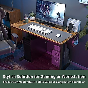 Our Modern Space Height Adjustable 44 Inches MANUAL Standing Desk - Ultra Durable Home Office Large Rectangular Computer or Laptop Sit Stand Workstation Table - 44 x 24 inches - RUSTIC