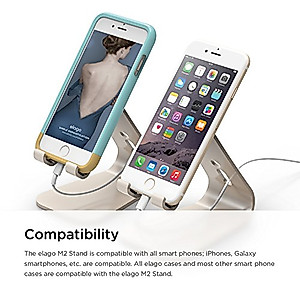 elago® M2 Stand [Champagne Gold] - [Premium Aluminum][Angled for Video Calls][Cable Management] - for all iPhones, Galaxy, and other Smartphones