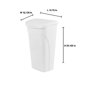 United Solutions 10 Gal/40 Qt Space-Efficient Kitchen Trash Can with Dual Swing Lid, (Pack of 2), Waste Basket Fits in Narrow Spaces and Perfect for Commercial Offices, Home Office, Dorm, White