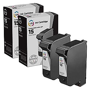 LD Products Remanufactured Ink Cartridge Replacement for HP 15 C6615DN (Black, 2-Pack)