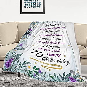 Mubpean 70th Birthday Gifts for Women - 70th Birthday Gifts Blanket - Best Gifts for 70 Year Old Woman - 70 Year Old Birthday Gifts for Woman - 70th Birthday Gift Ideas,Birthday Decor Blankets 60"x50"