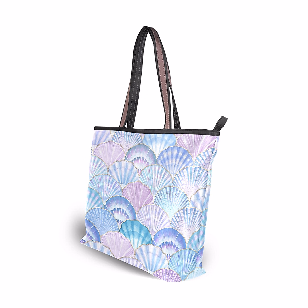MNSRUU Women's Tote Purse with Pocket,Shell Printed Handbag Summer Beach Tote Bag