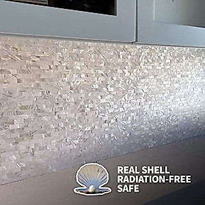 Art3d Peel and Stick Mother of Pearl Shell Mosaic Tile for Kitchen Backsplashes, 12" x 12" White Brick