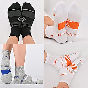 COOPLUS Men's Cotton Athletic Ankle Socks Performance Cushioned Quarter Moisture Wicking Sock - 6 Pairs