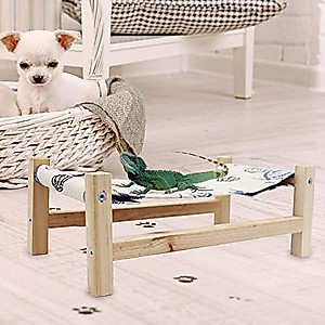 Dnoifne Reptile Hammock Swing Hanging Bed, Wooden Lizard Bed, Reptile Summer Bed for Bearded Dragon Leopard Gecko Lizard