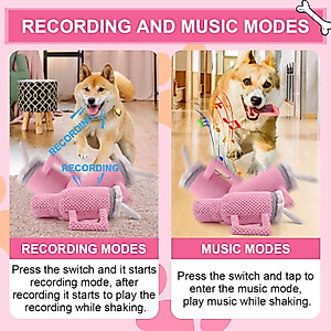 BABORUI Active Moving 2 in 1 Interactive Dog Toys, Tumbler Jumping Squeaky Dog Toys to Keep Them Busy, Plush Toy with Recording and Music Modes for Small/Medium/Large Dogs