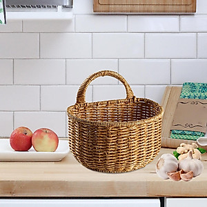 Qianly Wall Hanging Baskets Storage with Handle Washable Decorative Basket Woven Wall Basket Kitchen Bin for Towels Magazines Toys Balcony Cabinet, 17cmx15cm