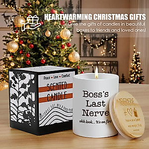 Christmas Appreciation Gifts for Boss, 10oz Funny Boss Candle,Thank You Boss Gift from Employee, Supervisor Manager Mentor Gifts, Boss Birthday Gift Ideas for Women, Boss's Last Nerve Scented Candle