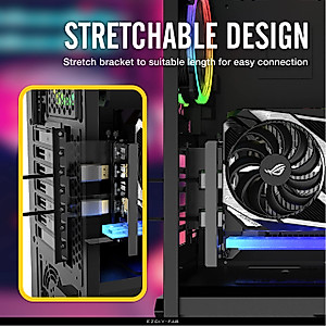 EZDIY-FAB Vertical PCIe 4.0 GPU Mount Bracket Graphic Card Holder with 5V 3 Pin ARGB LED Module, Video Card VGA Support Kit with PCIe 4.0 X16 Gen4 17cm/6.69in Riser Cable 90 Degree Right Angle- Black