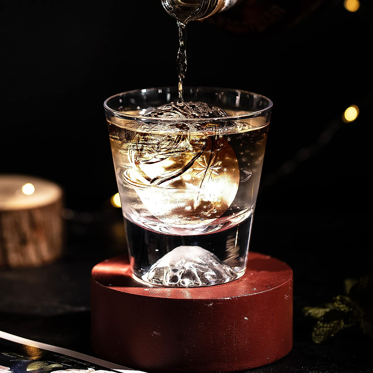 KooMall 3D Rose Ice Molds 2.5 Inch, Large Ice Cube Trays, Make 4 Giant Cute Flower Shape Ice, Silicone Rubber Fun Big Ice Ball Maker for Cocktails Juice Whiskey Bourbon Freezer, Dishwasher Safe, Black